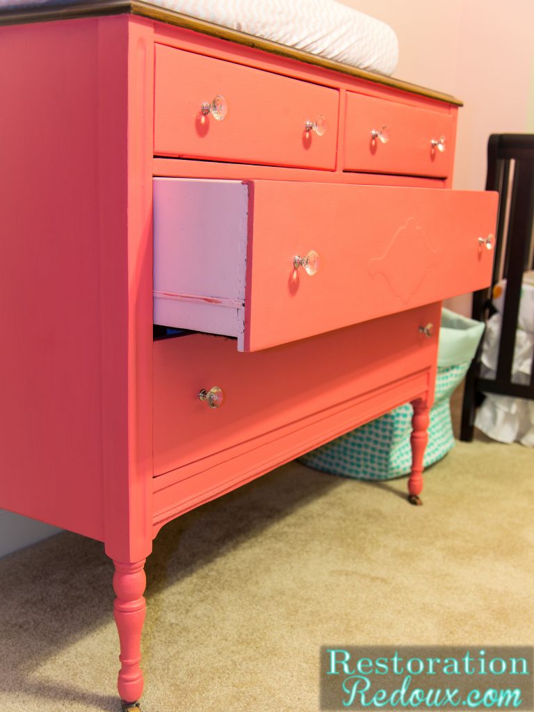 Broken Down Dresser Turned Pretty Pink Changing Table - Daily Dose of Style
